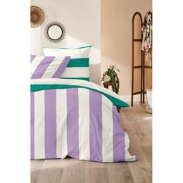 Primera Bettw&auml;sche &raquo;Renforce-Bettw&auml;sche Color Block&laquo; 2 Stk. mit kr&auml;ftigen und sanften Farbkombinationen lila Renforc&eacute;, Obermaterial: 100% Baumwolle B/L: 135cm