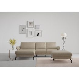 Sit & More sit&more Ecksofa &raquo;Fashion L-Form&laquo; wahlweise mit Kopfteilverstellung und Vorziehsitz, motorisch beige B/H/T: 253cm x 84cm x 165cm, Luxus-Microfasermit 