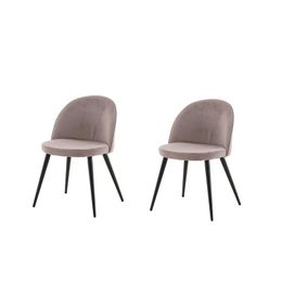 Esszimmerstuhl &raquo;Velvet, 2er-Set Esszimmerst&uuml;hle in Hellgrau-Cord, 150 kg belastbar&laquo; () 2 Stk.Polsterstuhl, Manchester-Bezug, schwarze Metallbeine, 