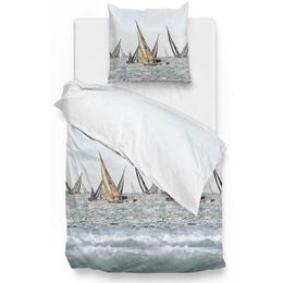 ZO HOME Bettw&auml;sche &raquo;Kacie&laquo; 2 Stk. Bettw&auml;sche aus 100% Baumwolle, hochwertiges Mako-Satin blau Mako-Satin, Obermaterial: 100% Baumwolle B/L: 135cm x 
