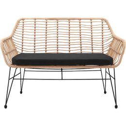 Salesfever Sitzbank &raquo;Wels Komfortable Bank&laquo; Indoor- und Outdoor geeignet schwarz Metall, Polypropylen B/H/T: 120cm x 85cm x 69cm, Sitzbank Rattanoptik