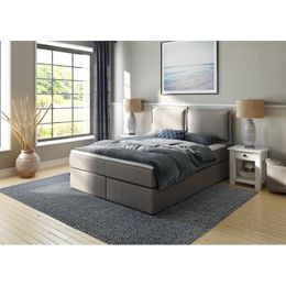 Home Affaire Boxspringbett &raquo;Lysann&laquo; 5fach verstellbares Kopfteil, in 4 Breiten, 3 Matratzenarten grau Liegefl&auml;che B/L: 160cm x 200cm, Gewicht bis: 80 