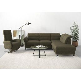Sit & More sit&more Ecksofa &raquo;Grenoble L-Form mit Federkern&laquo; wahlweise mit Schlaffunktion, Bettkasten, Arm- und Kopfteilverstellung gr&uuml;n B/H/T: 247cm x 85cm x 