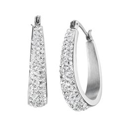 Firetti Damen Paar Creolen &raquo;Schmuck Geschenk Edelstahl Ohrschmuck Ohrringe&laquo; mit Kristallstein (synth.) wei&szlig; 22,7mm, Edelstahl