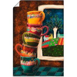 Artland Wandbild &raquo;Fr&ouml;hliche Kaffeetassen&laquo; Getr&auml;nke 1 Stk. tlg. als Alubild, Leinwandbild, Poster in verschied. Gr&ouml;&szlig;en bunt B/H/T: 40cm x 60cm, Poster Getr&auml;nke