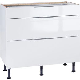 Optifit Unterschrank &raquo;Tara&laquo; mit Vollauszug und Soft-Close-Funktion, Breite 90 cm wei&szlig; wei&szlig;, B/H/T: 90cm x 87cm x 58,4cm, Schubladen: 3 Stk.