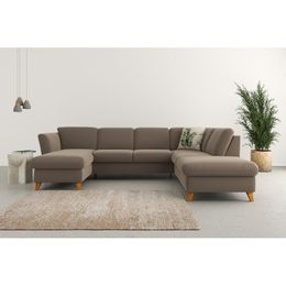 Home Affaire Wohnlandschaft &raquo;Trelleborg U-Form&laquo; Federkern-Polsterung, wahlweise mit Schlaffunktion und Stauraum beige 100% Polyester B/H/T: 307cm x 