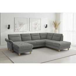 Sit & More sit&more Wohnlandschaft &raquo;Pamela U-Form, B: 292 cm, optional Schlaffunktion & Armteilverstellung&laquo; mit Federkern grau 100% Polyester B/H/T: 292cm x 90cm