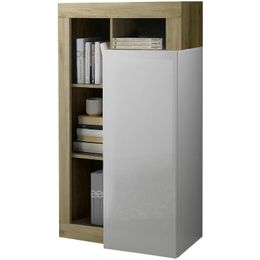 Home Affaire Mehrzweckschrank &raquo;Hamburg, Breite 69 cm&laquo; H&ouml;he 126 cm braun Weiss, B/H/T: 69cm x 126cm x 42cm, T&uuml;ren: 1 Stk., Komplettausf&uuml;hrung