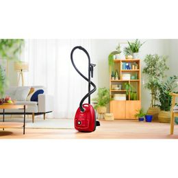 Bosch Bodenstaubsauger &raquo;BGD38RD1H Teleskoprohr mit Schiebetaste, 79 dB(A), 600 W&laquo; 600 W mit Beutel aus 30% recyceltem Kunststoff rot Einheitsgr&ouml;&szlig;e 