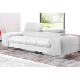COTTA 2-Sitzer &raquo;Chef&laquo; Big-Sofa mit Kopfteilverstellung, edle Metallkufen wei&szlig; Softlux -Kunstleder;NaturLeder (echtes Rindsleder);Luxus-Microfaser (100