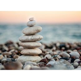 Livingwalls living walls Fototapete &raquo;Designwalls Stone Beach 1&laquo; glatt Vlies, Wand, Schr&auml;ge, Decke grau Vlies B/L: 3,5m x 2,55m