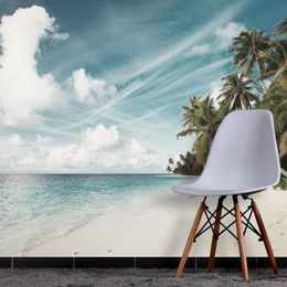 queence Fototapete &raquo;Strand und Meer&laquo; Meer Motiv bedruckt realistisch glatt Wandpaneele, selbstklebend, Tapete, Sticker, Wanddeko, XXL-Fotomotiv blau 