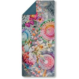 HIP Strandt&uuml;cher &raquo;Olinga&laquo; Reisehandtuch - Sporthandtuch, yoga, Mikrofaser, saugf&auml;hig grau Microfaser, Mikrofaser B/L: 75cmx180cm, 1 Stk., Blumen 