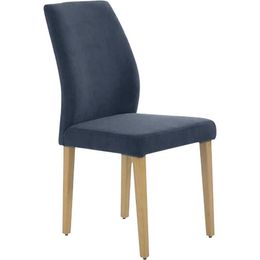 K+w Komfort & Wohnen K+W Komfort & Wohnen 4-Fu&szlig;stuhl &raquo;6193&laquo; () mit Massivholzbeinen in Wildeiche, gebogenen R&uuml;cken blau B/H/T: 47cm x 97cm x 61cm, Aqua Clean