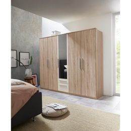 Priess Kleiderschrank in 3 Breiten wei&szlig; Holzwerkstoff B/H/T: 231cm x 195cm x 54cm, T&uuml;ren: 5 Stk.