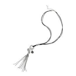 Firetti Damen Kette mit Anh&auml;nger &raquo;mit kleiner Rose und Herz&laquo; mit Glasstein schwarz Baumwolle Metall, L: 80