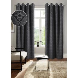 Bruno Banani Verdunkelungsvorhang &raquo;Alessio&laquo; &Ouml;sen 1 Stk. tlg. Elegantes Muster, Jacquard, verdunkelnder Vorhang, blickdicht, modern grau Polyester 145cm, &Ouml;sen, 