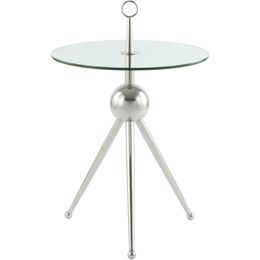 Kayoom Beistelltisch &raquo;Ontario 325, Runde Glasplatte aus Sicherheitsglas, 100% Edelstahl&laquo; 1 Stk. tlg. Minimalistisch, Gestell in Tripod-Design, mit Tragering 