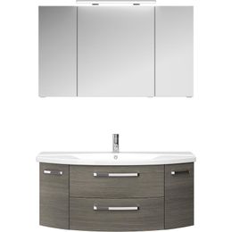 Badm&ouml;bel-Set &raquo;Serie 4010 2-teilig Keramik-Waschtisch mit LED-Spiegelschrank&laquo; Set grau Holzwerkstoff B/H/T: 120,5cmcm x 200cmcm x 48cmcm