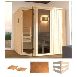 Weka Sauna &raquo;Varberg 3&laquo; ohne Ofen beige ohne Ofen, (ohne Ofen)