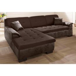 Home Affaire Ecksofa &raquo;BERGEN 267x178 cm, elegantes Design&laquo; whlw. mit Bettfunktion L-Form braun MELROSE /Struktur (100% Polyester);MELROSE (100% 