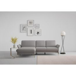 Sit & More sit&more Ecksofa &raquo;Fashion L-Form&laquo; wahlweise mit Kopfteilverstellung, Vorziehsitz, motorisch, Nickelf&uuml;&szlig;e grau B/H/T: 253cm x 84cm x 165cm, Luxus-