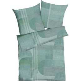 Kaeppel Bettw&auml;sche &raquo;Taylor&laquo; 2 Stk. gr&uuml;n Mako-Satin, Obermaterial: 100% Baumwolle B/L: 155cm x 220cm, 1 Stk., 1 Stk., Mako-Satin, B/L: 80cm x 80cm, 2 Stk.