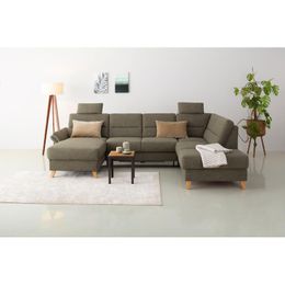 OTTO home Wohnlandschaft &raquo;Westerland U-Form&laquo; Federkern, wahlweise Schlaffunktion, Stauraum und Armlehn-Verstellung gr&uuml;n 100% Polyester B/H/T: 303cm x 