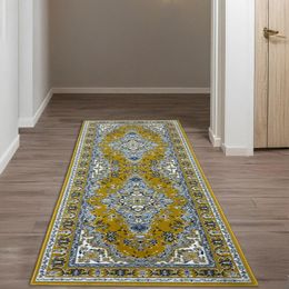OTTO home Teppich &raquo;Oriental, Made in Belgium&laquo; rechteckig 7 mm H&ouml;he Orient-Optik, mit Bord&uuml;re, Teppich, Kurzflor, Weich, Kundenliebling gelb Kunstfaser
