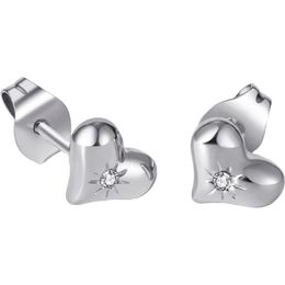 Firetti Damen Paar Ohrstecker &raquo;Schmuck Geschenk Edelstahl Ohrschmuck Ohrringe Herz&laquo; mit Zirkonia (synth.) silber Edelstahl