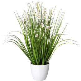 Creativ green Kunstgras &raquo;Bl&uuml;ten-Gras-Mix&laquo; in wei&szlig;er Kunststoffschale wei&szlig; Kunststoff &Oslash;/H: 15cm x 46cm, 1 Stk.