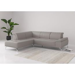 OTTO home Ecksofa &raquo;Caluna&laquo; Inkl.Sitztiefenverstellung, wahlweise mit Kopf- und Armteilverstellung grau B/H/T: 274cm x 81cm x 235cm, NaturLEDER Stoff, 