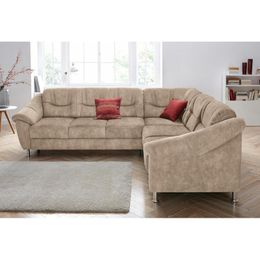 Sit & More sit&more Ecksofa &raquo;Salsa L-Form&laquo; mit Federkern, wahlweise mit Schlaffunktion beige Bedruckte Microfaser (100% Polyester);Luxus-Microfaser ALTARA NUBUCK