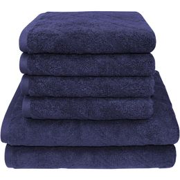 Dyckhoff Handtuch Set &raquo;City Lights&laquo; Set 6 Stk. Walkfrottier 4 Handt&uuml;cher (50x100cm), 2 Duscht&uuml;cher (70x140cm) blau Walkfrottier, Obermaterial: 100% Baumwolle 6