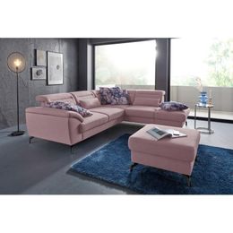 Sit & More sit&more Hocker &raquo;Percy&laquo; Fu&szlig;h&ouml;he 12 cm, wahlweise mit unterschiedlichen Fu&szlig;farben rosa B/H/T: 72cm x 43cm x 72cm, Feinstruktur,mit schwarzem Nickelfu&szlig;