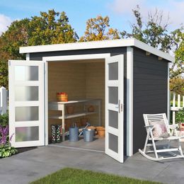 Lasita Maja Gartenhaus &raquo;Zambezi 5&laquo; Blockbohlenhaus 28mm grau Massivholz ohne Fu&szlig;boden, ohne Dacheindeckung
