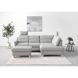 Sit & More sit&more Ecksofa &raquo;Far&ouml; L-Form&laquo; inklusive Federkern, wahlweise mit Schlaffunktion und Bettkasten silber B/H/T: 251cm x 90cm x 187cm, Luxus-Microfaser 