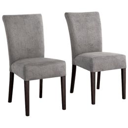 Home Affaire Esszimmerstuhl &raquo;Queen&laquo; (Set) 2 Stk.Beine aus massiver Buche, wengefarben lackiert, Polsterstuhl grau Massivholz B/H/T: 46cm x 93cm x 64cm