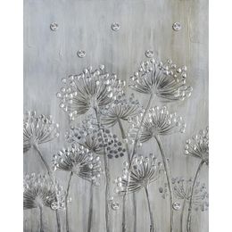 queence Garderobenpaneel &raquo;Wandgarderobe mit Motiv Grau Blumenwiese inkl. Edelstahlhaken&laquo; 1 Stk. tlg. HD Premium Druck auf Acrylglas Acrylglas, 