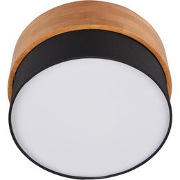 Trio Leuchten Deckenleuchte &raquo;Seasons&laquo; E14 1 Stk. warmwei&szlig; - kaltwei&szlig; Deckenlampe Holz mit Stoffschirm &Oslash;30cm exkl 2xE14 max 40W grau 2, &Oslash; 30cm H: 22cm,