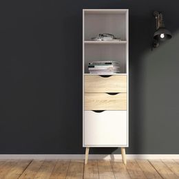 Home Affaire Regal &raquo;Oslo Standregal, Aktenregal, Stauraumregal, Ablageregal,&laquo; mit 1 T&uuml;r, 2 Schubladen, 2 offenen F&auml;chern wei&szlig; Holzwerkstoff B/H/T: 
