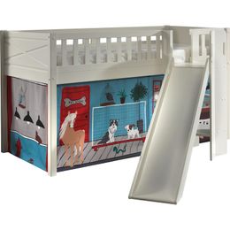 Vipack Hochbett &raquo;Scott&laquo; B/H/T ca. 207,6x114x203,7cm, Kopf-/Fu&szlig;teil mit Fr&auml;sung, stabil gebaut, mit Rutsch-/Leiterturm, LF 90x200 cm, inkl. Vorhang, 7 Designs
