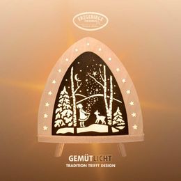 Weigla Lichterbogen &raquo;LED Sterntaler, Holz Dekolampe, M&auml;rchen, NATUR-BRAUN, Made in Germany&laquo; 1 Stk. Erzgebirge garantiert, Weihnachtsdeko Innen, 