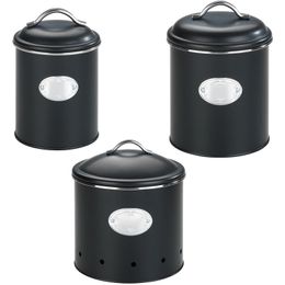Wenko Vorratsdose &raquo;Modell Nero&laquo; Aufbewahrungsdosen f&uuml;r Vorr&auml;te und Lebensmittel, 3 Gr&ouml;&szlig;en silber Metall B/H/L: 18,7cm x 21cm x 18,7cm