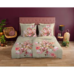 Good Morning Wendebettw&auml;sche &raquo;Miran&laquo; 3 Stk. Baumwolle, 135x200, 2 Teilig, Rei&szlig;verschluss, Wendeoptik, Blumen beige Renforc&eacute;, Obermaterial: 100% 