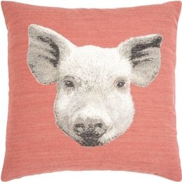 Pad Dekokissen &raquo;MOO&laquo; Made in Europe, Kissenh&uuml;lle ohne F&uuml;llung, 1 St&uuml;ck, Tiermotiv, 45x45 cm rosa Baumwolle B/L: 45cm x 45cm, 1 Stk.