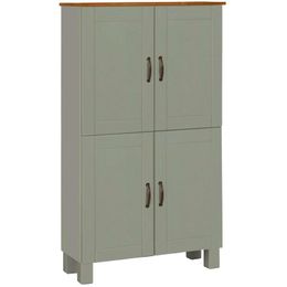 Home Affaire Midischrank &raquo;Rodby&laquo; FSC -zertifiziertes Massivholz, Breite 75cm, H&ouml;he 130cm gr&uuml;n Massivholz salbei gr&uuml;n, B/H/T: 75cm x 130cm x 30cm, 