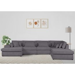 OTTO home Wohnlandschaft &raquo;Enid U-Form&laquo; 6 Teile, bestehend aus Modulen, in vielen Bez&uuml;gen, auch in Breitcord grau 100% Polyester B/H/T: 460cm x 75cm, 