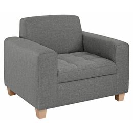 Home Affaire Sessel &raquo;Corby&laquo; Steppung auf Sitzfl&auml;che grau Struktur fein (100% Polyester);Chenille (100% Polyester);NaturLEDER (echtes Rindsleder) auf 